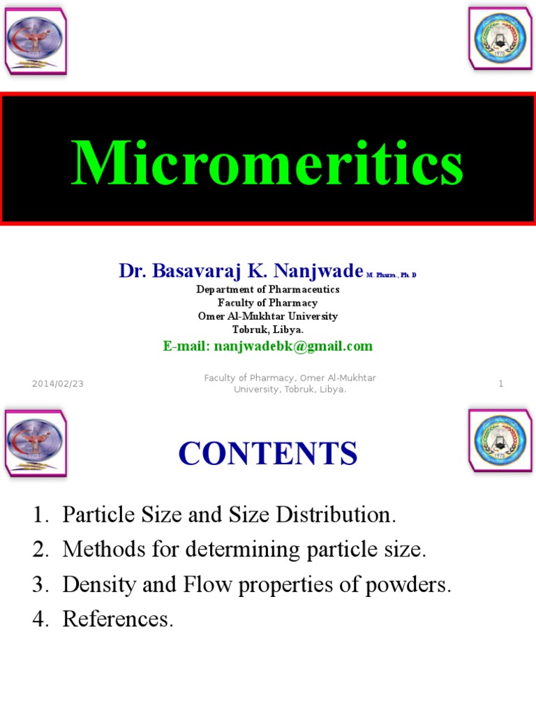 Micromeritics.ppt | Powder (Substance) | Materials Science | Free 30 ...