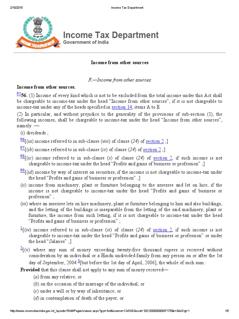Overview of Section 56 Income Tax Act | PDF | Capital (Economics) | Intangible Asset
