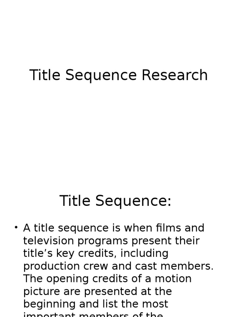 Film & TV Title Sequence Guide | PDF