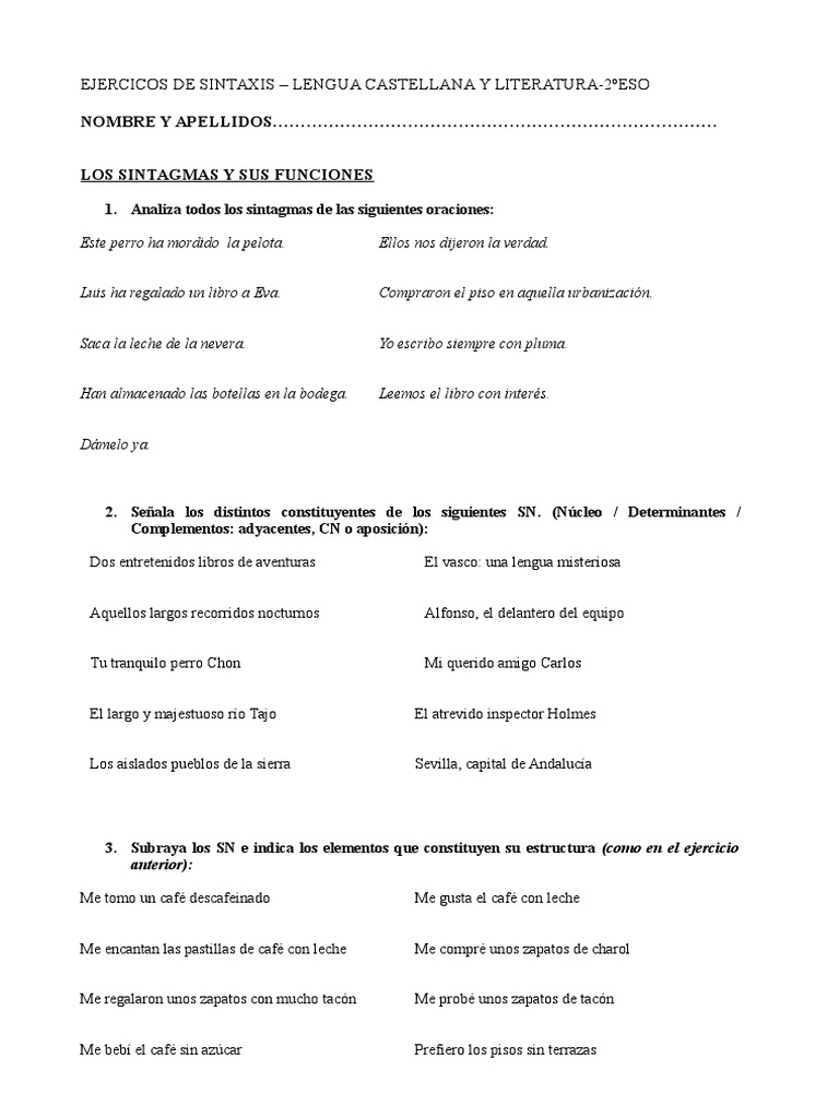 Actividades de Repaso 4-Sintaxis | PDF | Asunto (gramática) | Lingüística