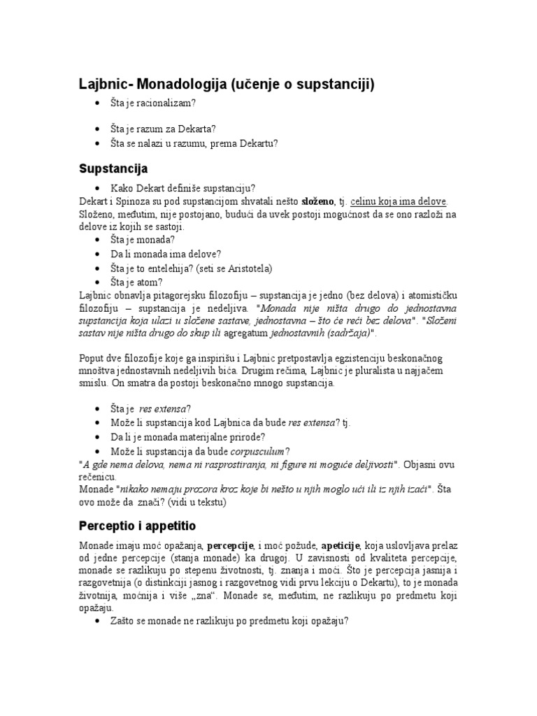 Lajbnic Ucenje o Supstanciji-1 | PDF