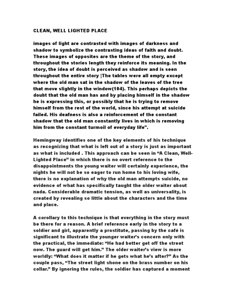 Clean, Well Lighted Place | PDF | Existentialism | Science
