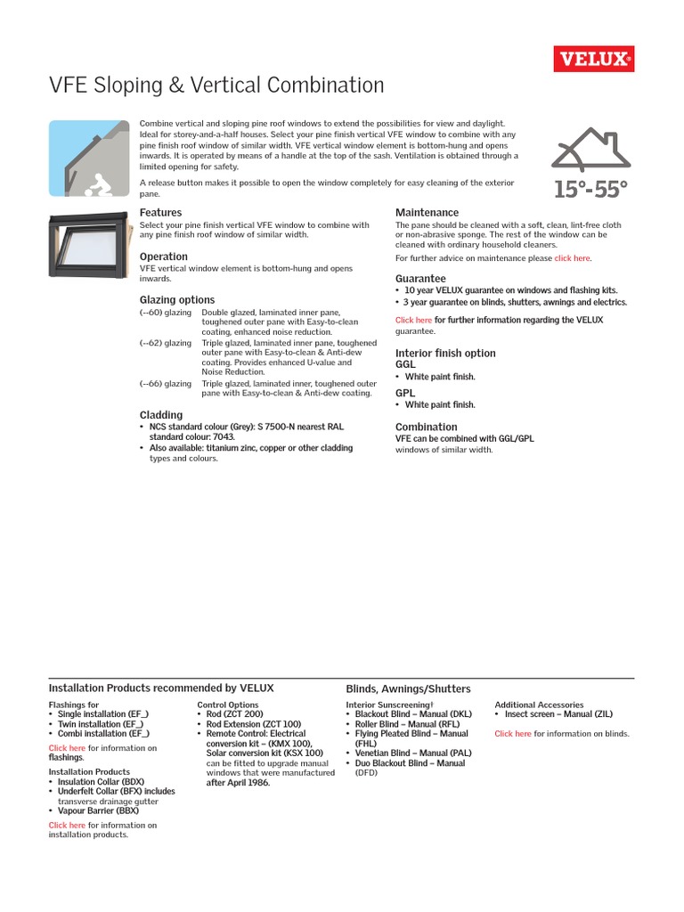 VELUX Sloping & Vertical Window Guide | PDF | Window | Components