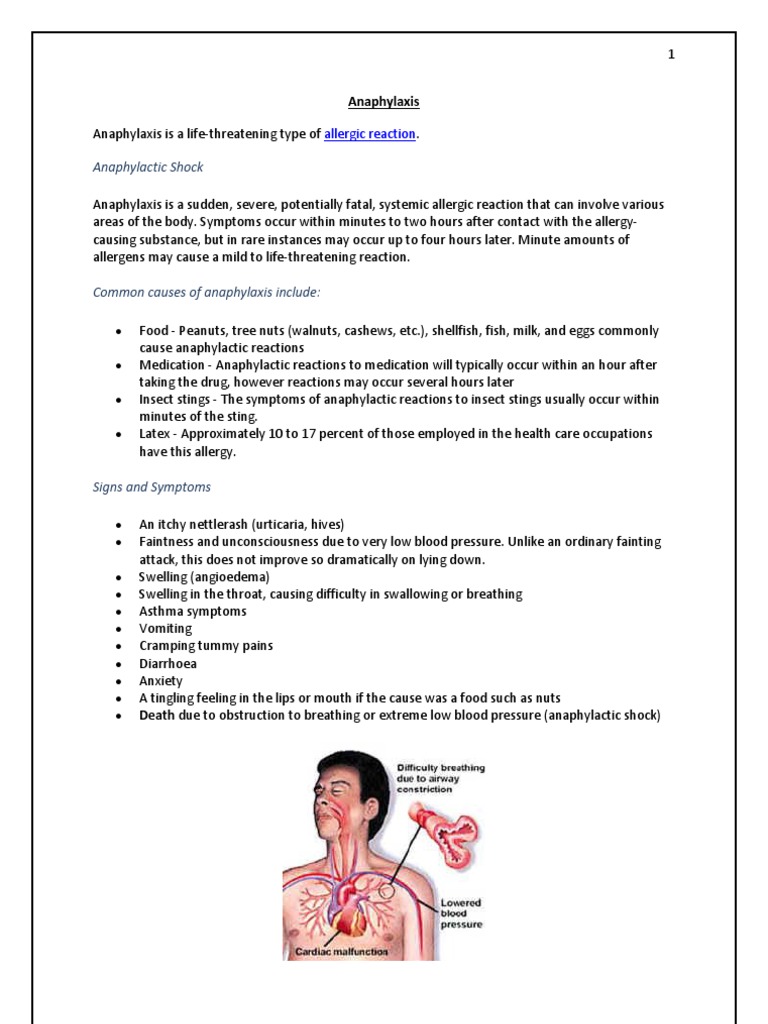 1 Anaphylaxis Anaphylaxis Is A Life-Threatening Type | PDF | Allergy ...