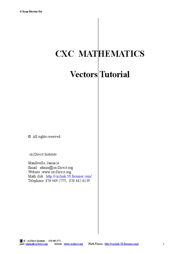 Vectors Tutorial PDF | PDF | Euclidean Vector | Abstract Algebra