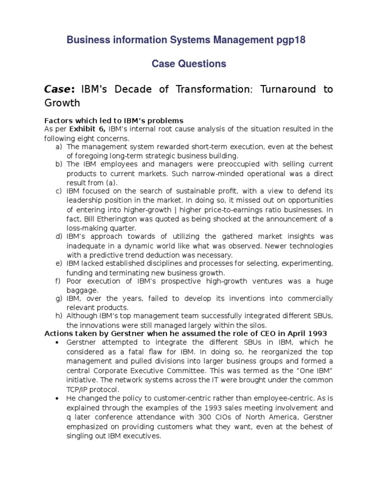 An Analysis of IBM's Transformation Under Lou Gerstner's Leadership ...