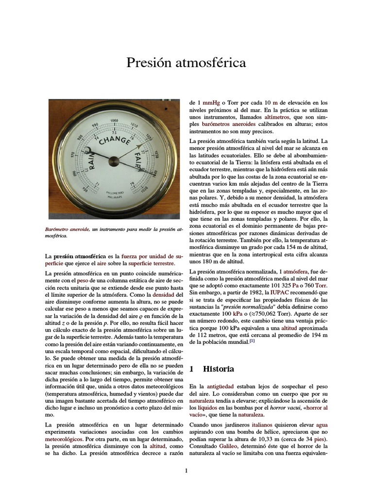 Comprendiendo la presión atmosférica | PDF | Presión atmosférica ...