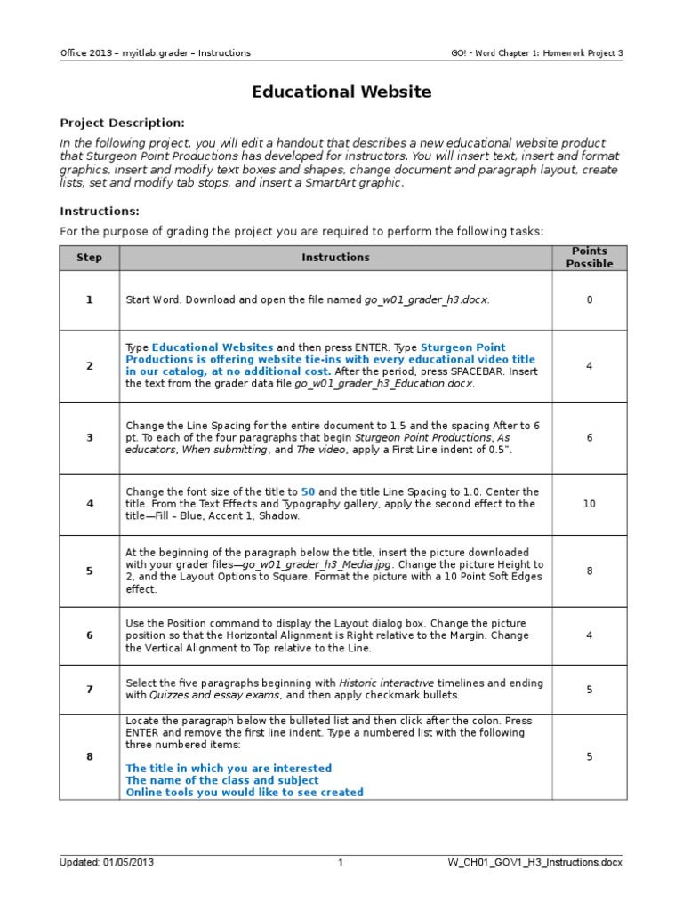 W CH01 GOV1 H3 Instructions | PDF | Page Layout | Paragraph