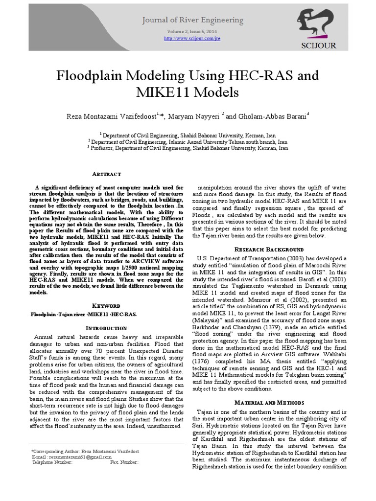 Floodplain Modeling Using HEC-RAS and MIKE11 Models | PDF | Flood | Scientific Modeling