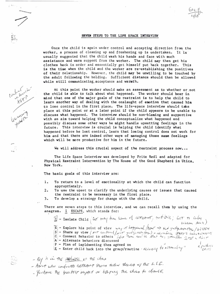 The Seven Steps of the Life Space Interview: A Method for Helping ...