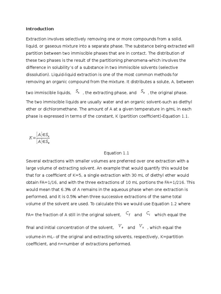 Extraction Experiment | PDF | Solubility | Acid