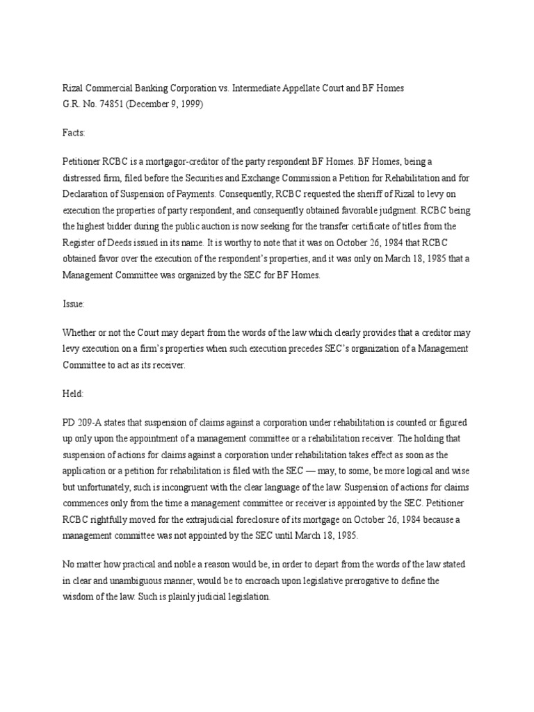 RCBC Vs IAC Case Digest | PDF