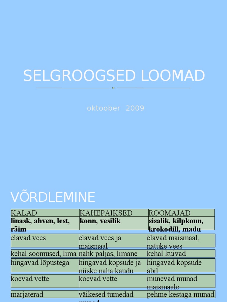 Selgroogsed Loomad | PDF