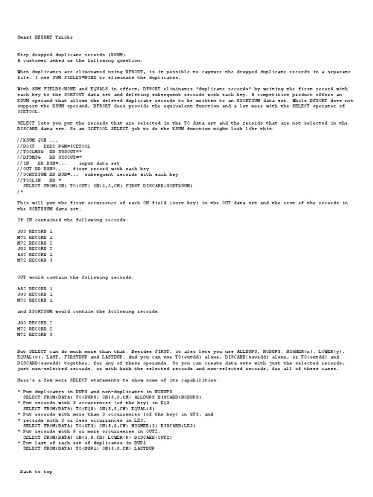 Tips Sort - JCL | PDF | Computer Architecture | Computer Data