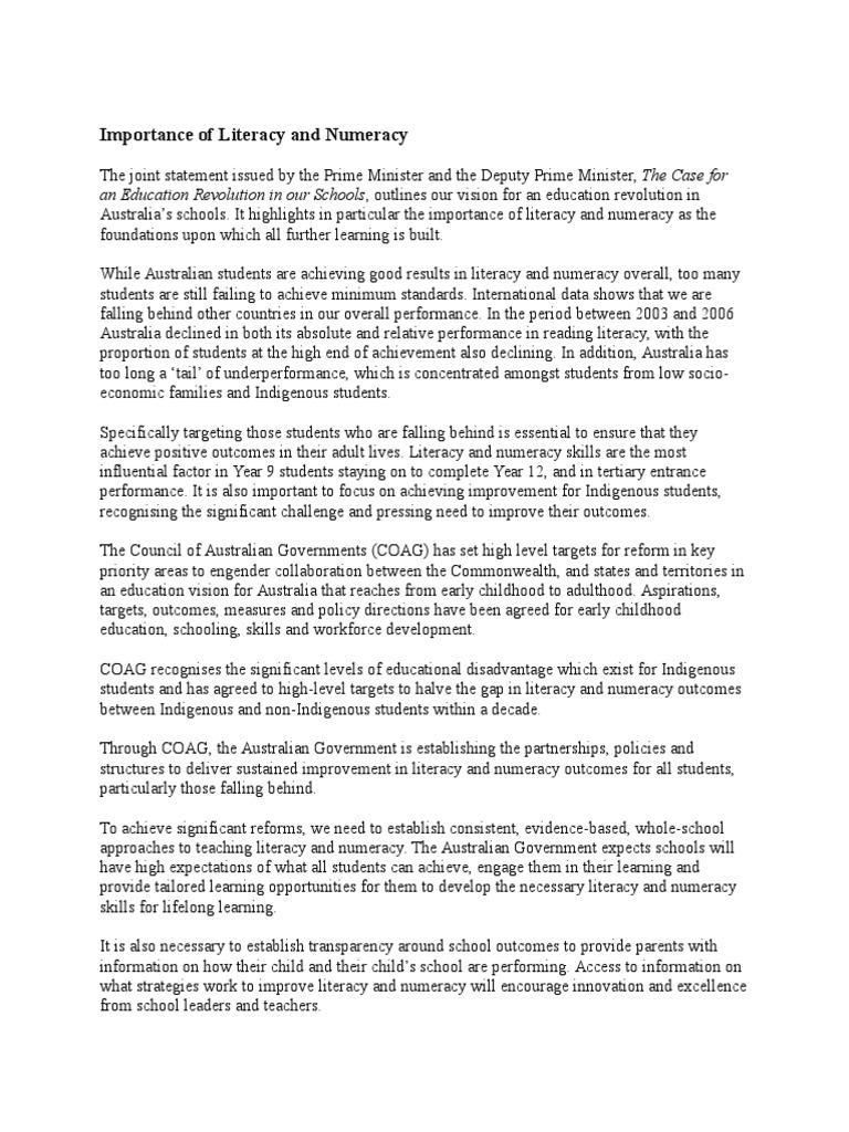 Importance of Literacy and Numeracy.docx