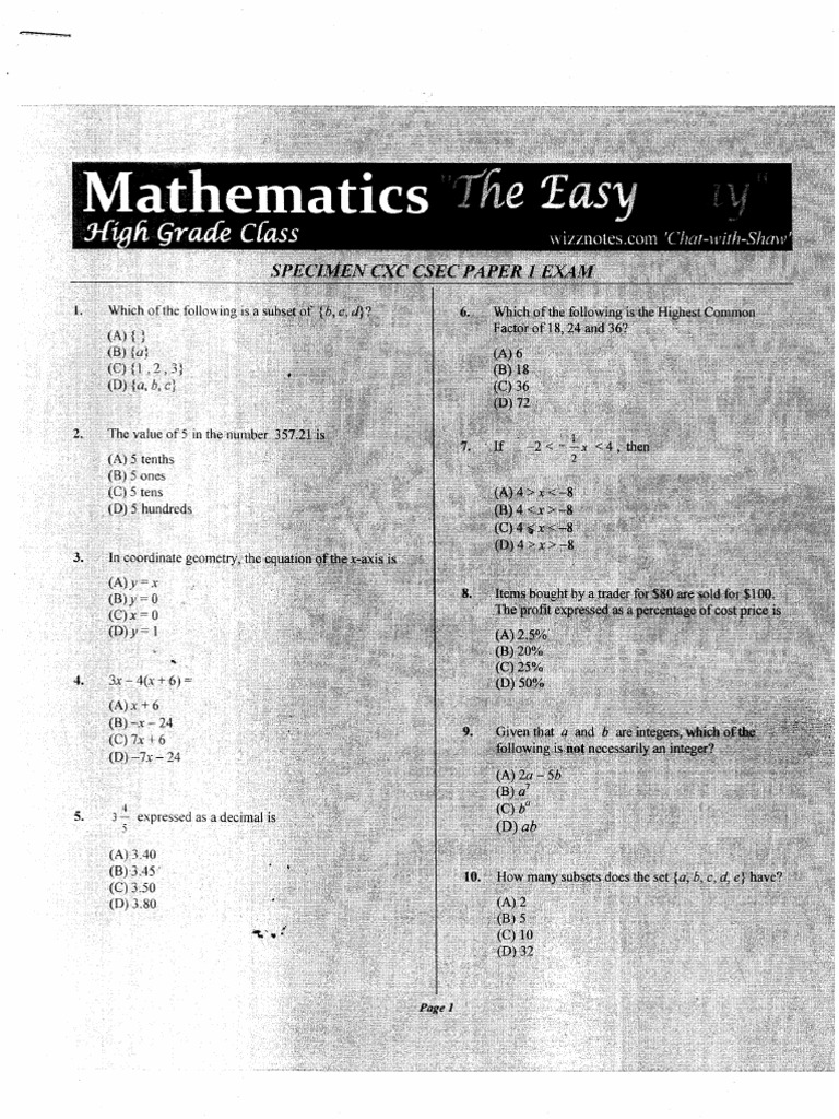 Maths MCQ PDF | PDF