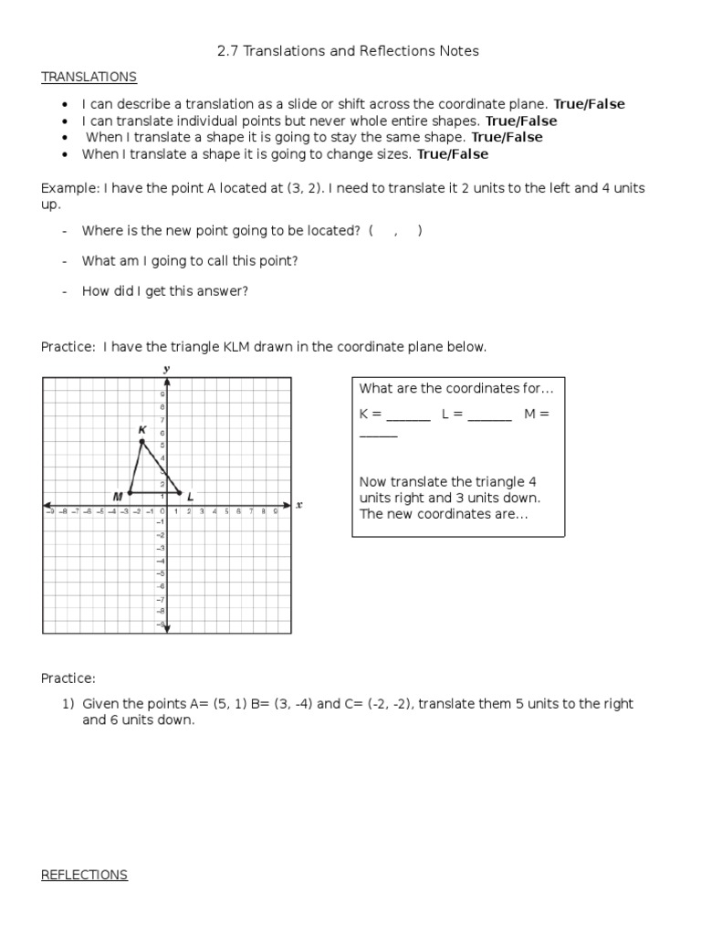 Translations & Reflections Guide | PDF