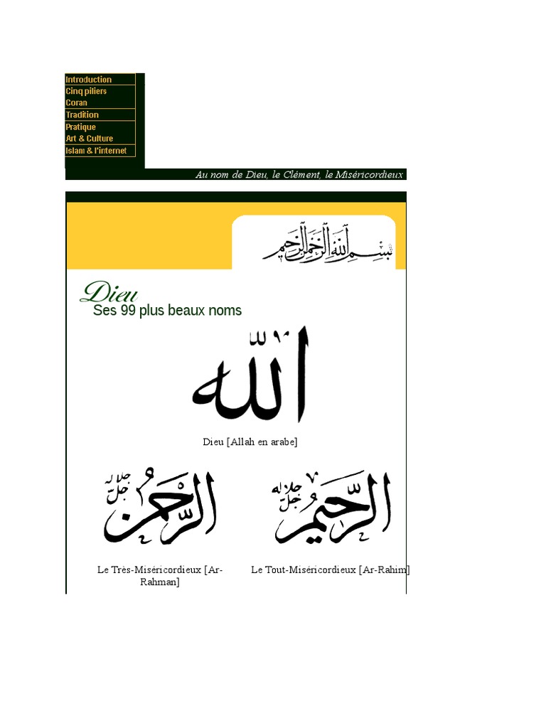 Les 99 Noms de Dieu | PDF | Dieu | Théisme