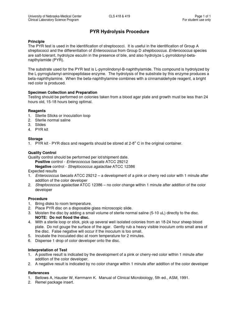 Identification of Streptococci Through PYR Hydrolysis: Principles ...
