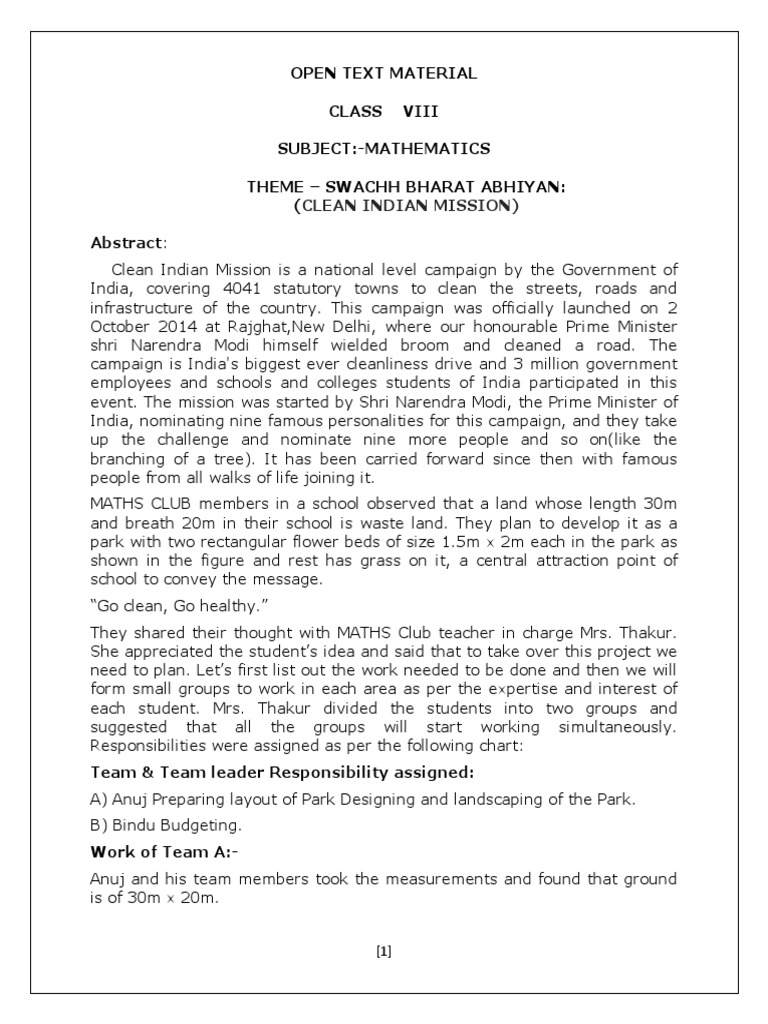 Grade 8 Math Project on Park Design | PDF