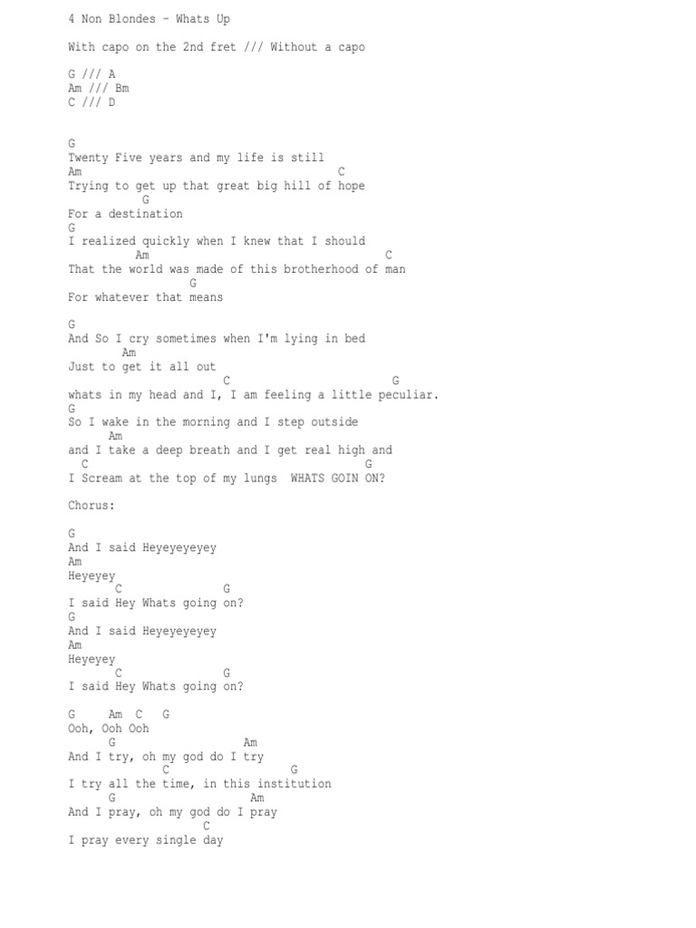 4 Non Blondes - What's Up Chords & Lyrics | PDF