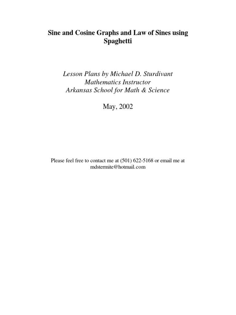 Sine and Cosine Graphs and Law of Sines Using Spaghetti | PDF ...