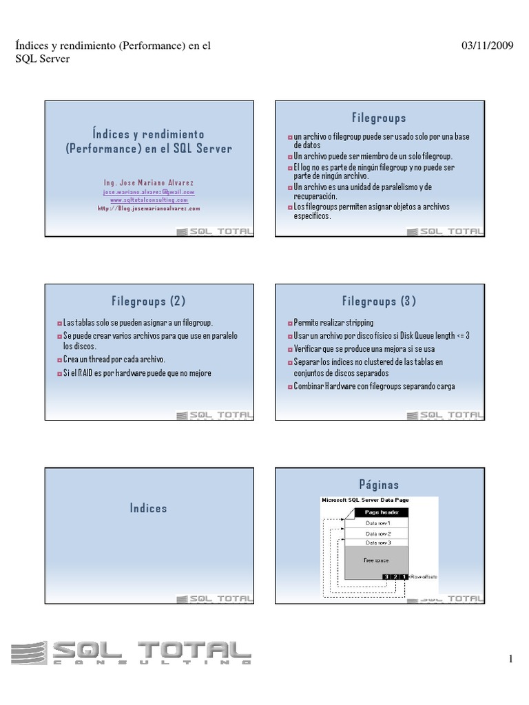 Índices y Rendimiento (Performance) en El SQL Server | Descargar gratis PDF | Tabla (base de ...