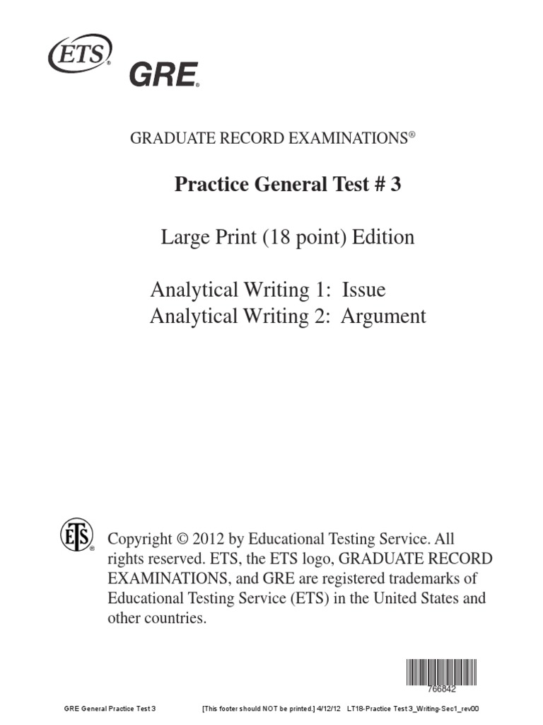 GRE Practice Test 3 Writing 18 Point | PDF | Graduate Record ...