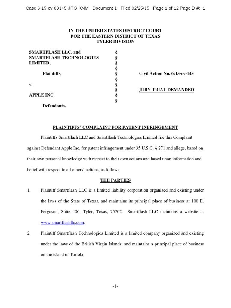 Civil Action No. 6:15-cv-145 | Ios | I Tunes