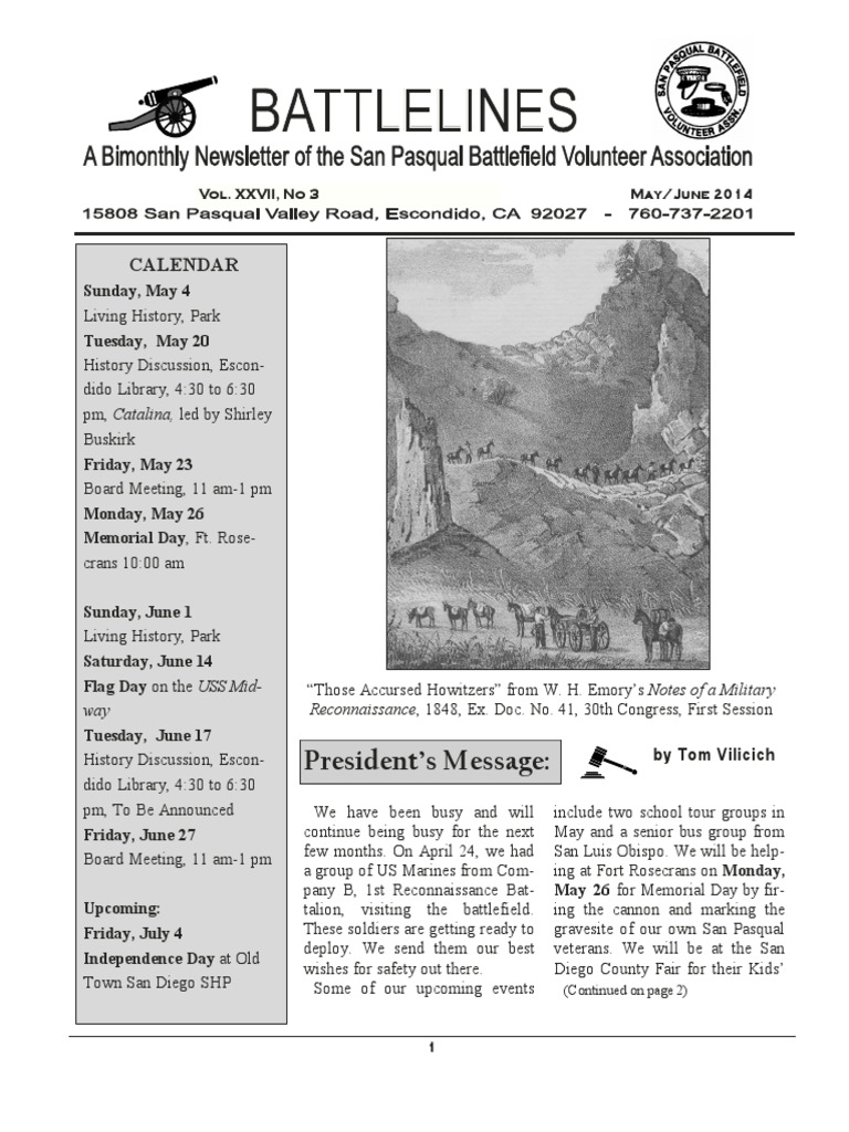 President's Message:: Calendar | PDF | Platoon | Armed Conflict