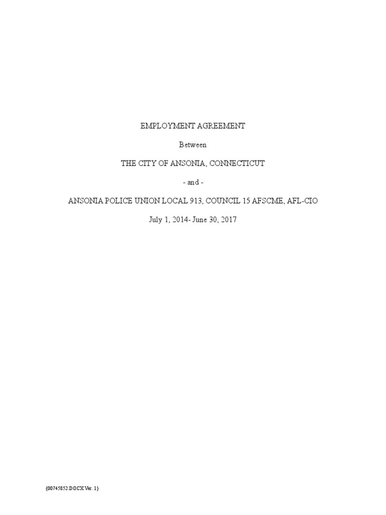 Ansonia Police Union Employment Agreement | PDF | Overtime | Working Time