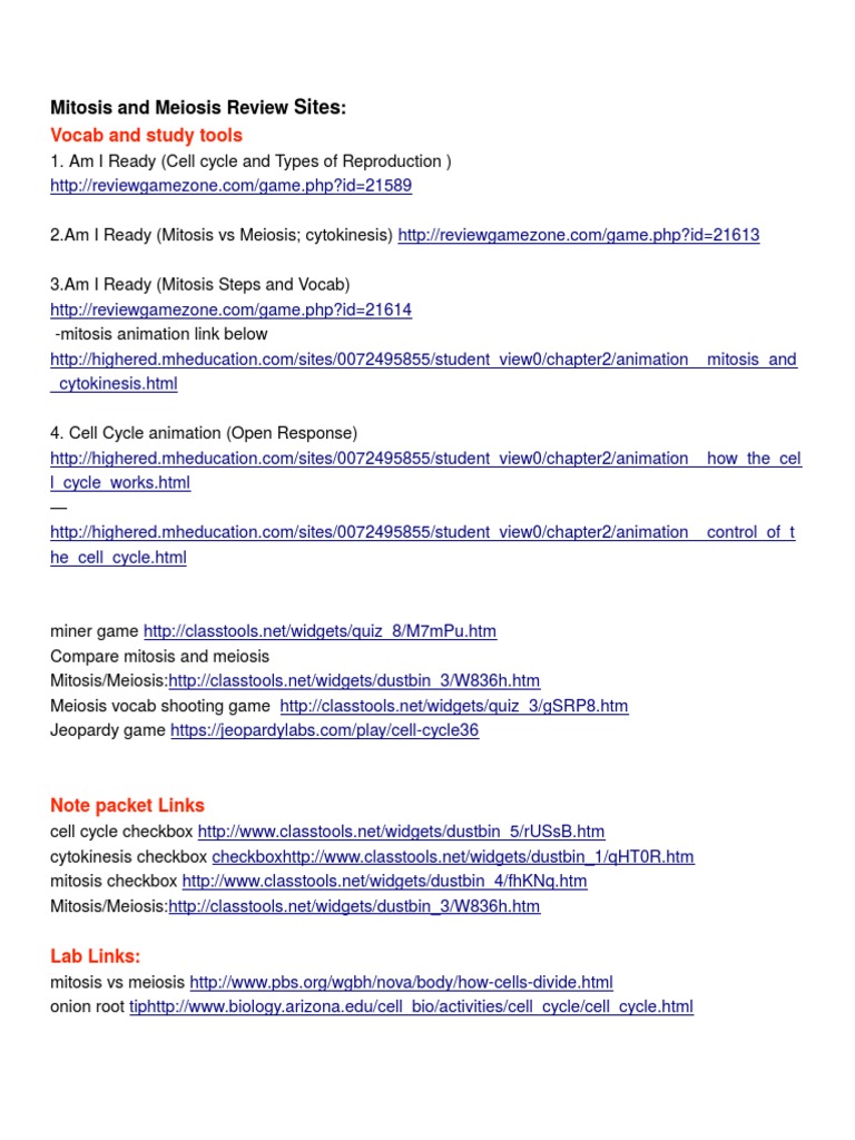 Mitosis and Meiosis Study Resources | PDF | Business | Computers