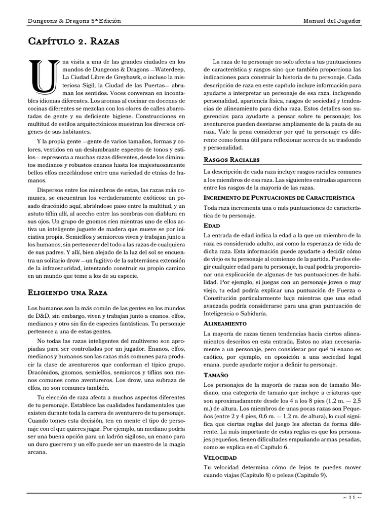 Razas DND 5e | PDF | Duendes | Drow (mazmorras y dragones)