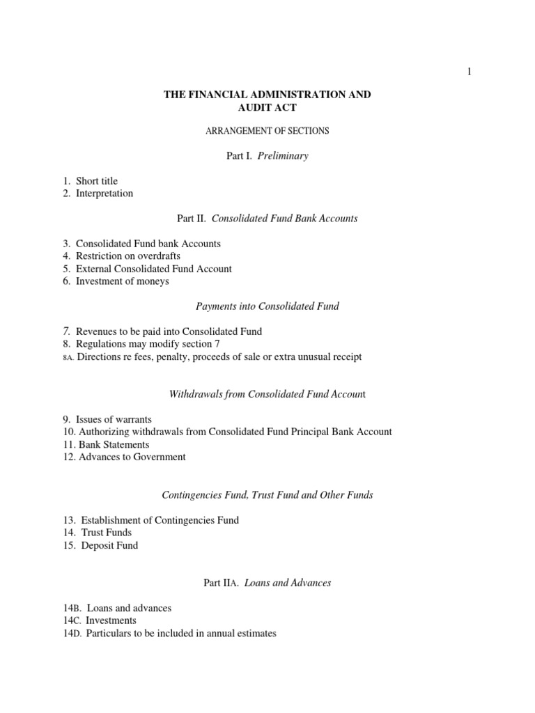 The Financial Administration and Audit ACT | PDF | Deposit Account | Banks