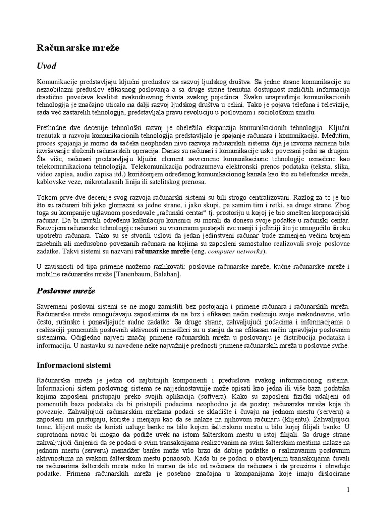 07 Racunarske Mreze - Skripta PDF | PDF