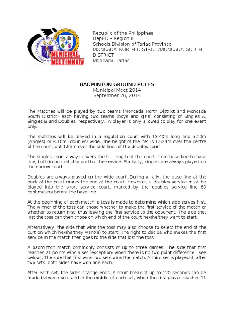 Badminton Entry Form | PDF | Recreation | Sports Rules And Regulations