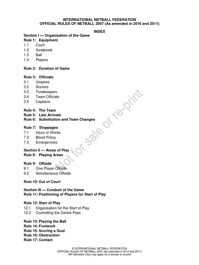 Netball Rules | PDF | Referee | Sport Variants