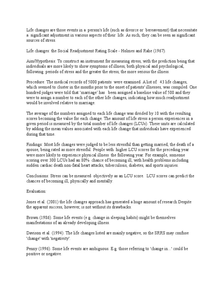 Social Readjustment Rating Scale | PDF | Stress (Biology) | Validity ...