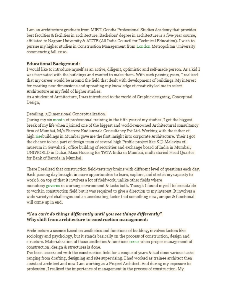 Sample SOP | PDF | Design | Aesthetics