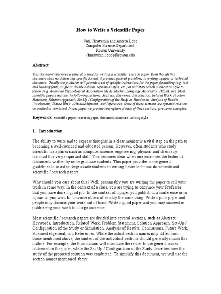 How To Write A Scientific Paper | PDF | Abstract (Summary) | Academic ...