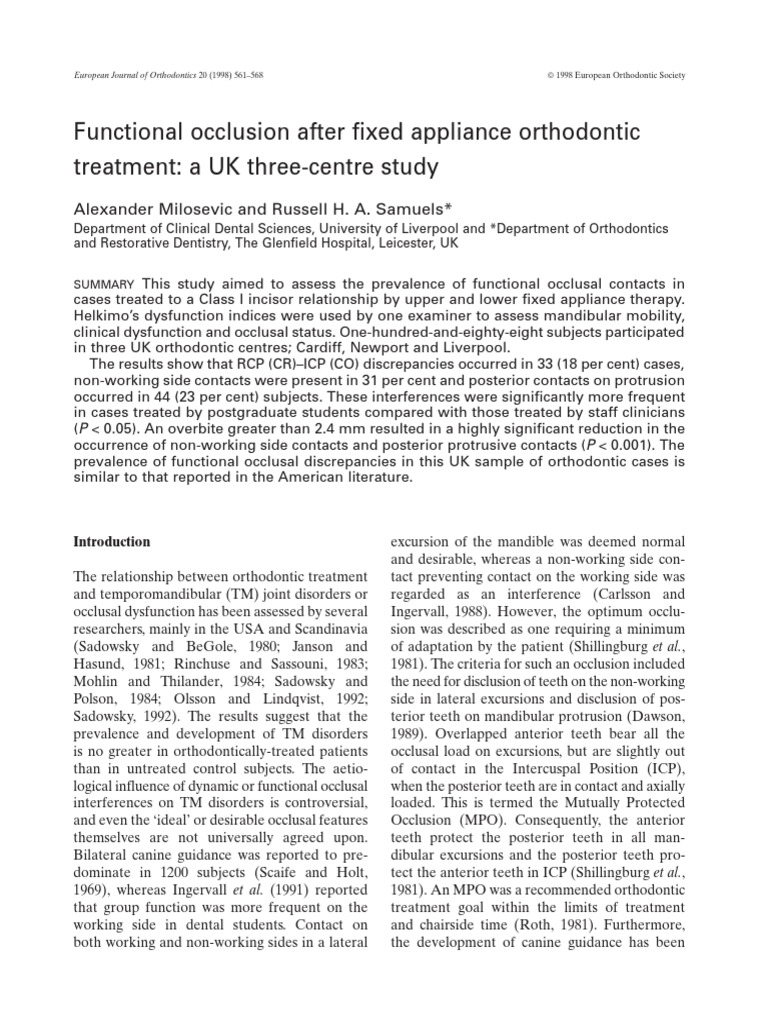 Functional Occlusion | PDF | Orthodontics | Dentistry