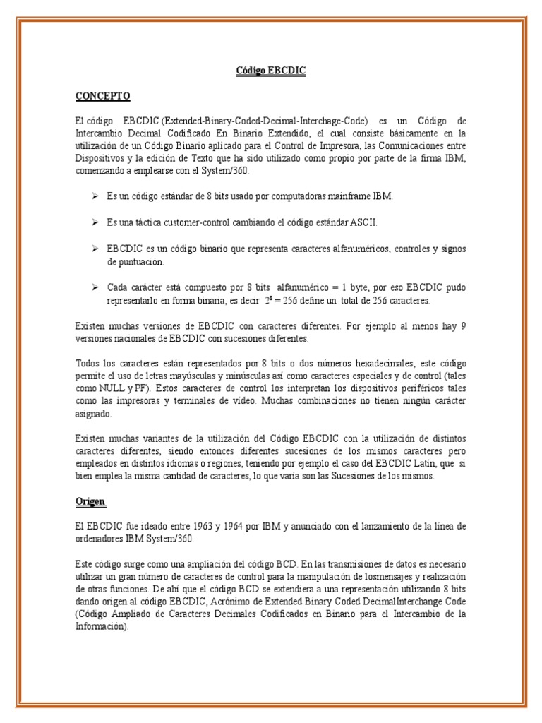 Código EBCDIC | PDF | Ebcdic | Ascii