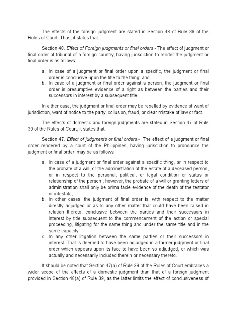 Foreign Judgment Paper | PDF | Judgment (Law) | Jurisdiction
