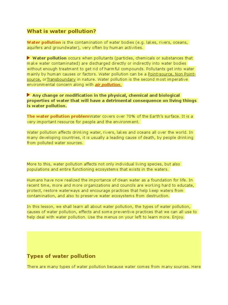 Water Pollution | Water Pollution | Sewage Treatment