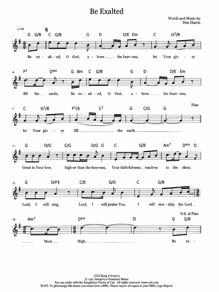 Be Exalted Lead Sheet-G | PDF