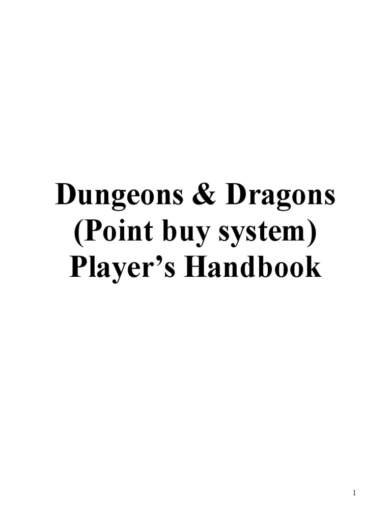 Dungeons & Dragons - Players Handbook Point Buy System | PDF | Elf ...