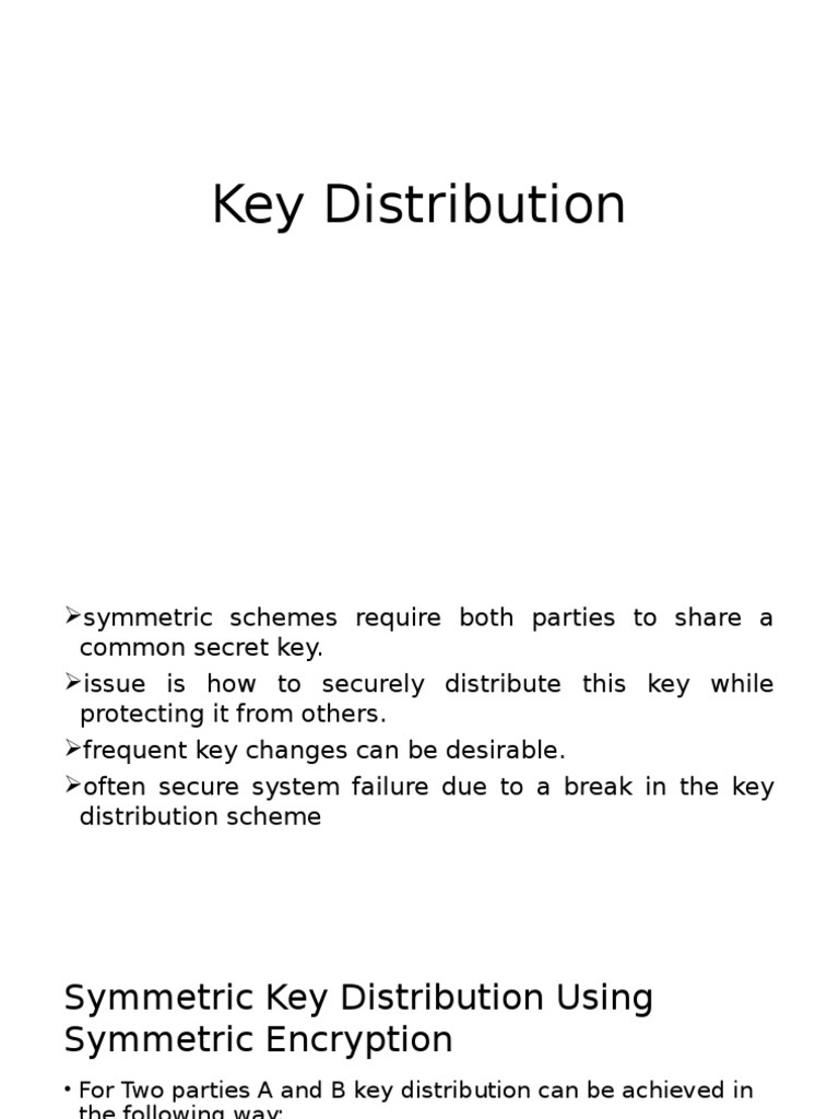 Key Distribution | PDF | Public Key Cryptography | Key (Cryptography)