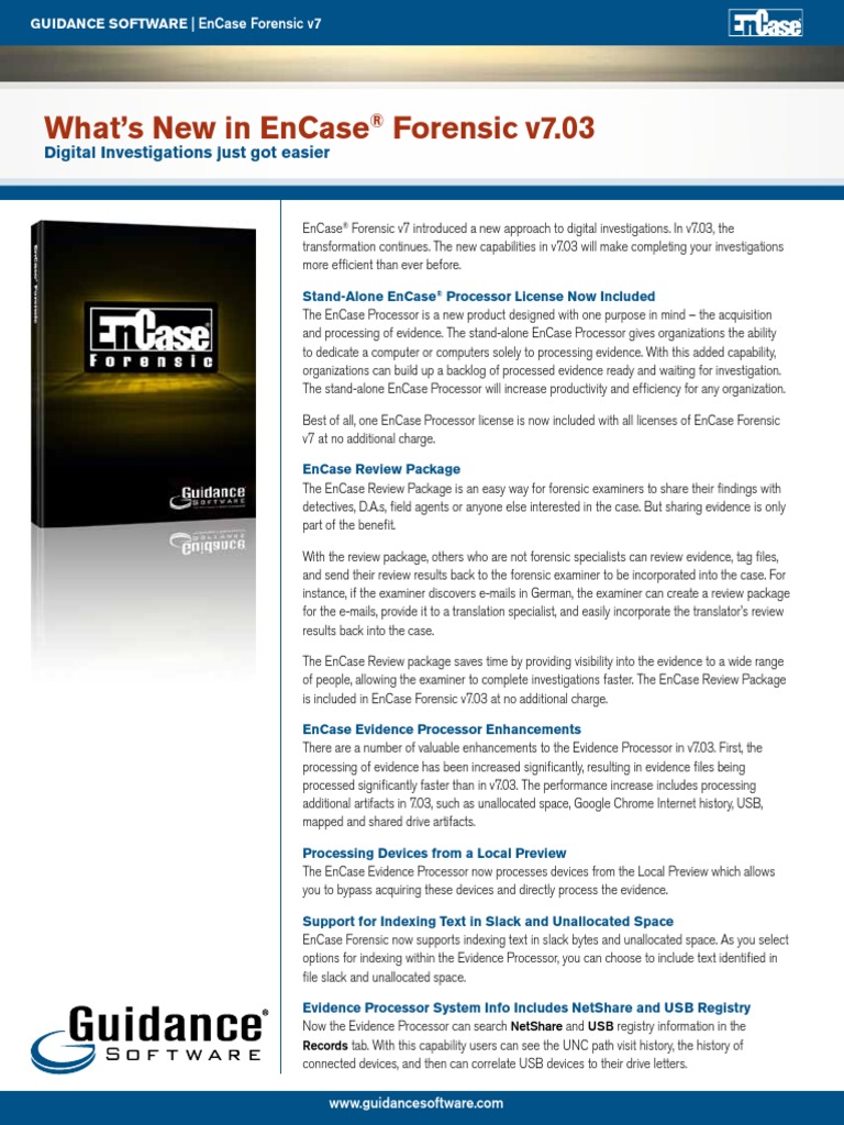 EnCase Forensic v7.03 Onesheet Rev | File System | Software