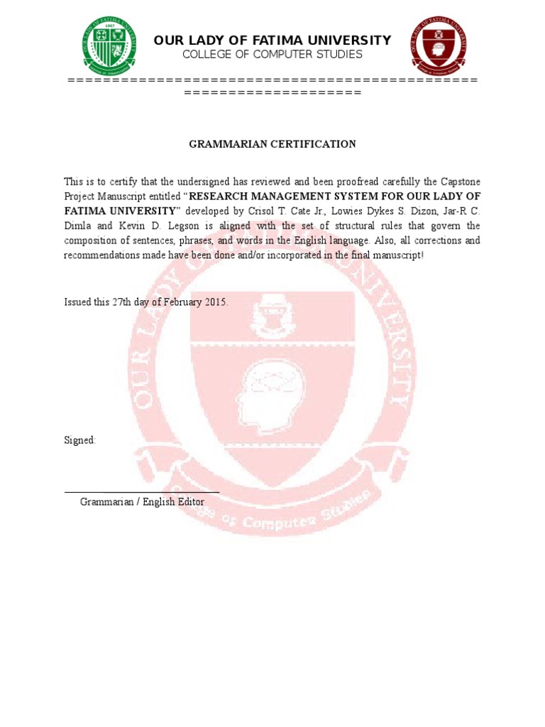 Grammarian Certification / Grammarian Certificate | PDF
