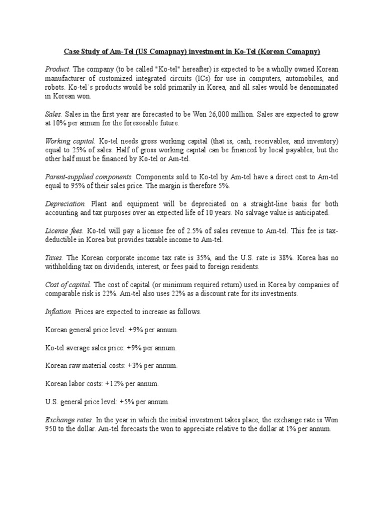 Case Study Capital Budgeting Pdf Depreciation Economic Growth